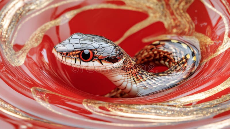 Red Bowl Snake Striking Pose Captivating View Stock Illustration ...