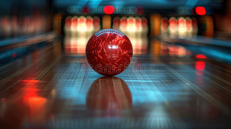 Red Bowling Ball on a Lane. Generate AI Image Stock Photo - Image of ...