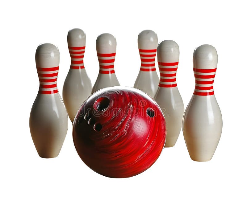 Red Bowling Ball and Pins Isolated Stock Image - Illustration of high ...