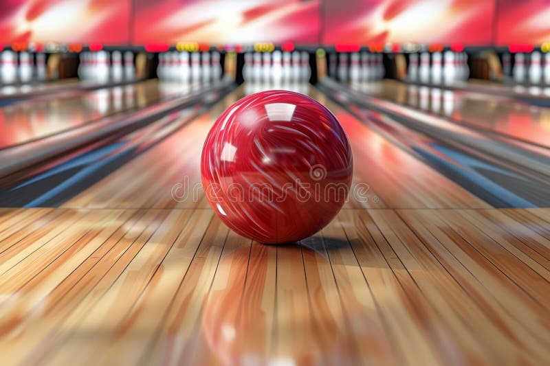 Red Bowling Ball on the Track Stock Image - Image of success, play ...