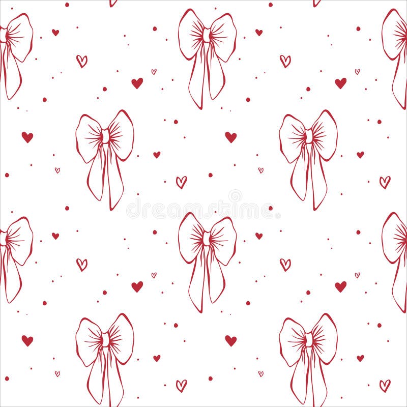 Red Bows and Hearts. Coquette Core Stock Illustration - Illustration of ...