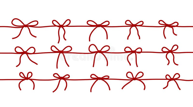 Red Bows Tied on Horizontal Lines Pattern Ribbon Decorative Image Stock ...