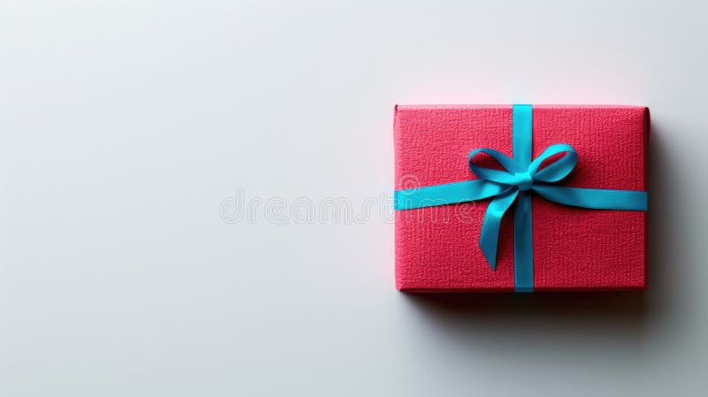 Red Box with a Blue Ribbon on Top Stock Image - Image of present, blue ...