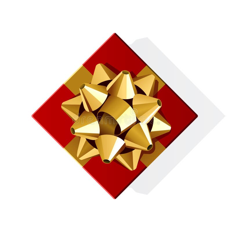 Red box with gold bow stock illustration. Illustration of isolated ...