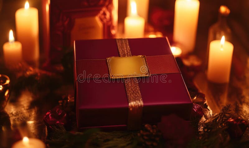 A Red Box with a Gold Ribbon and a Gold Tag on it Stock Illustration ...