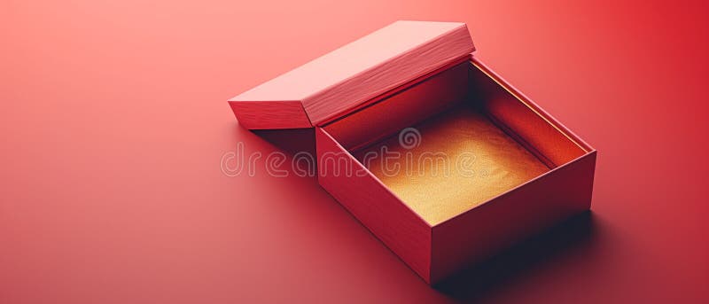 A Red Box with a Gold Ring Inside on a Red Surface Stock Illustration ...