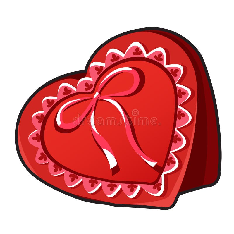 Red Box in Heart Shape with Ribbon Stock Vector - Illustration of ...