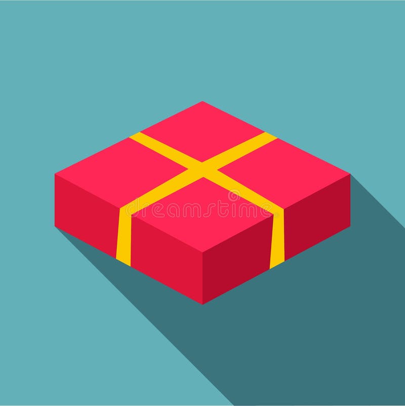 Red box, icon, flat style stock vector. Illustration of gift - 83131228