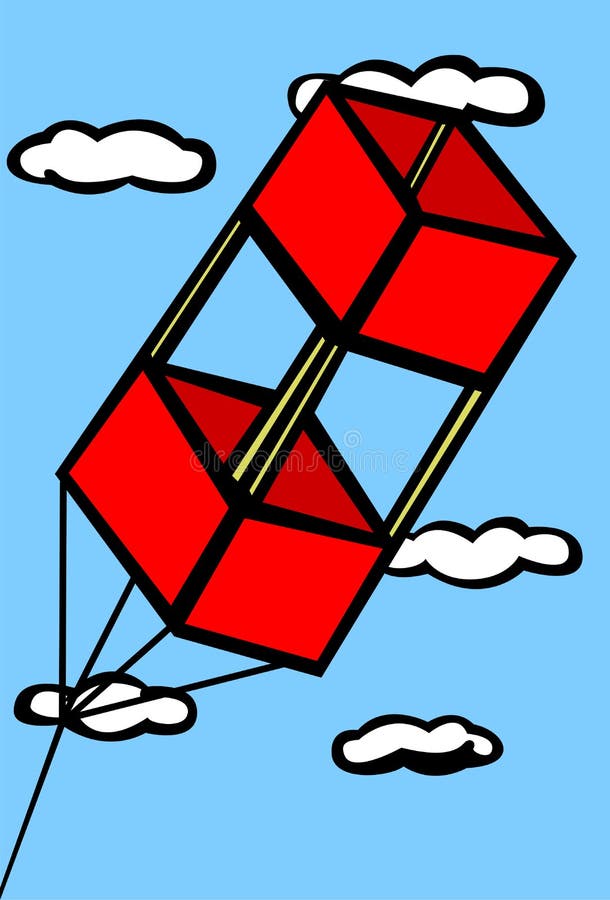 Red Box Kite Flying in the Sky Vector Illustration Stock Vector ...