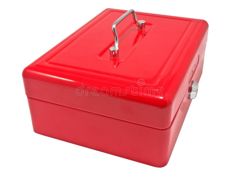 Red metal toolbox on white stock photo. Image of toolbox - 10762572