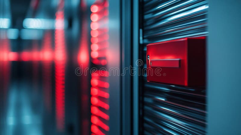 Red Box in a Modern Data Center Server Room Stock Illustration ...