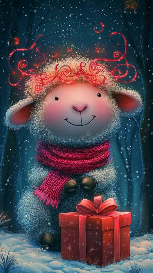 Red Box and Pink Scarfed Sheep Stock Image - Image of nature, sitting ...