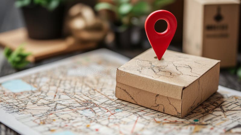A Red Box with a Red Dot on it is on Top of a Map Stock Illustration ...