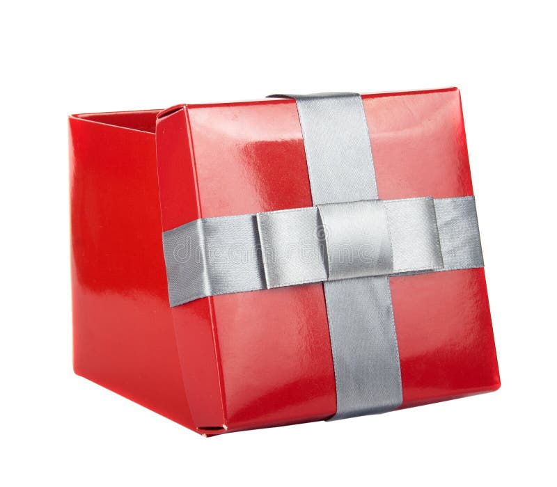 Red Box and Ribbon on White Backgrounds Stock Image - Image of ...