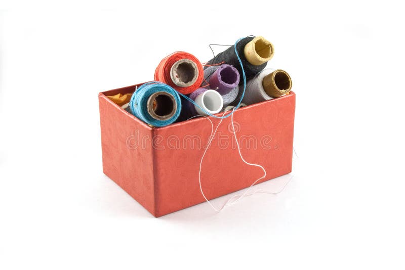 Red box for thread stock image. Image of jars, bobbin - 81345217