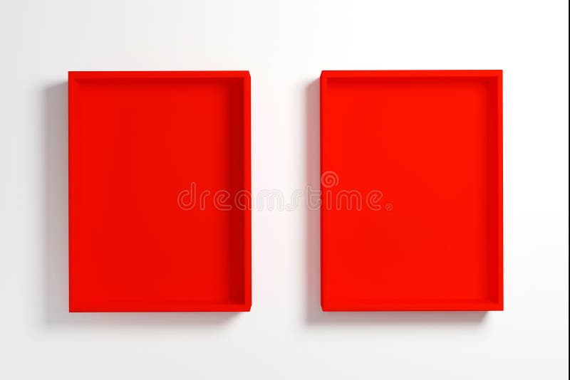 Red Box or Tray Mockup for Product Presentation on White Background, 3d ...