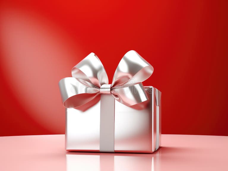 Red Box with a White Bow. Gift in a Red Box Stock Illustration ...