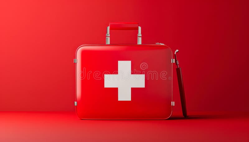 Red Box with a White Cross on it. Stock Photo - Image of pain, single ...