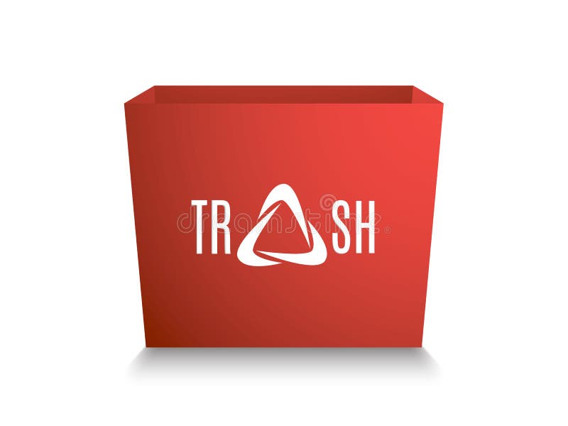 Red Box with a White Inscription - Trash, Stylized Recycling Logo, 3d ...