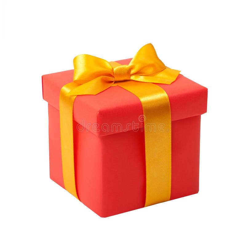 Red Box with Yellow Bow As a Gift Stock Photo - Image of surprise ...