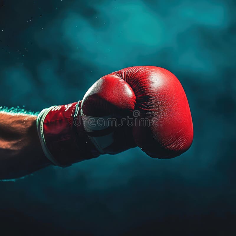 Red Boxing Glove Mid-punch in Dramatic Lighting Stock Image - Image of ...