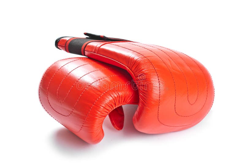 Red Boxing Gloves Isolated on White Stock Photo - Image of glove ...