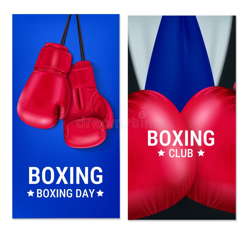 Red Boxing Gloves Realistic Banner Set Stock Illustration ...