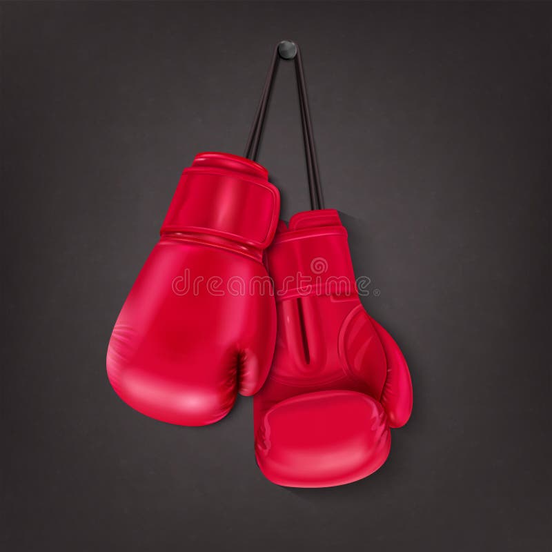 Red Boxing Gloves Realistic Composition Stock Illustration ...