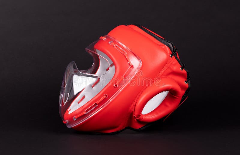 Red Boxing Helmet, Modern Headgear Stock Image - Image of sport, head ...