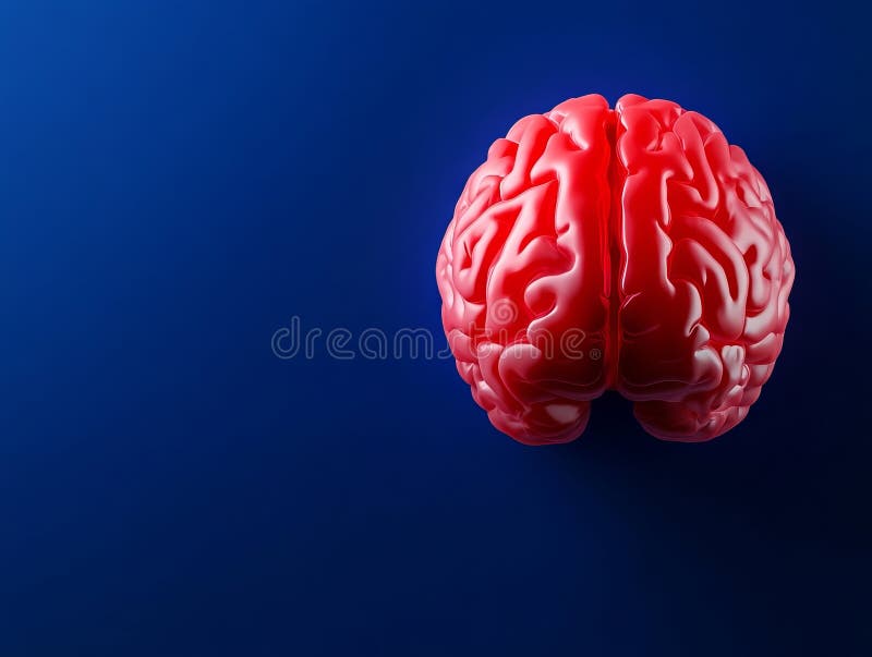 A Red Brain on a Blue Background Stock Illustration - Illustration of ...