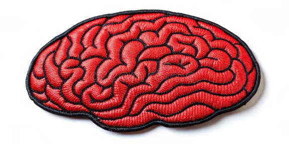 Red Brain Embroidered Patch Textile Art Concept Stock Illustration ...