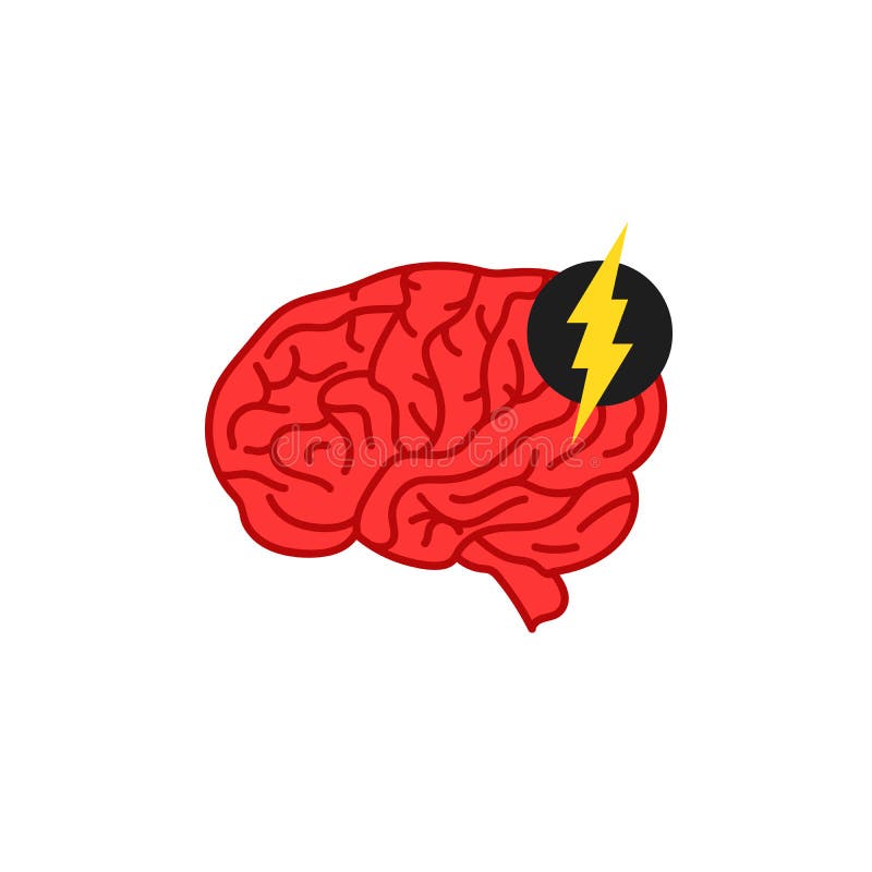 Red Brain Icon Like Brainstorm or Pain Stock Vector - Illustration of ...