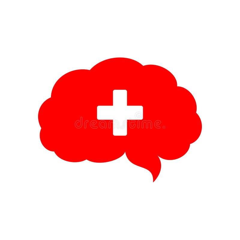 Red Brain with Positive Sign. Isolated Vector Illustration Stock Vector ...
