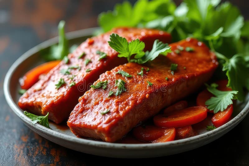 Red Braised Pork - a Tempting Dish Stock Illustration - Illustration of ...