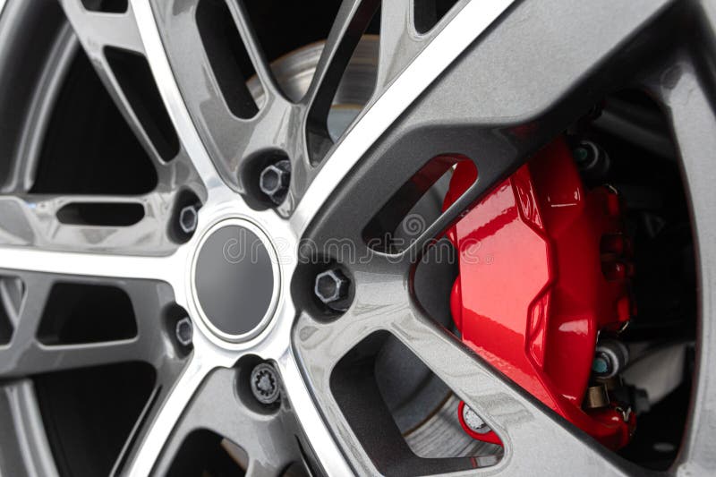 Red Brake calipers stock image. Image of speed, tyre - 289363905