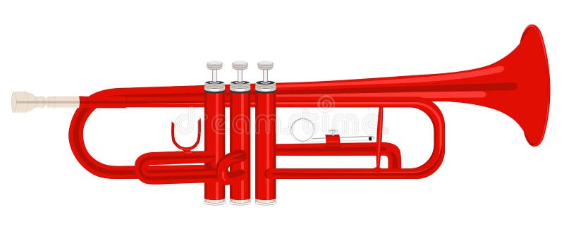 Red brass trumpet vector stock vector. Illustration of lacquer - 237476080