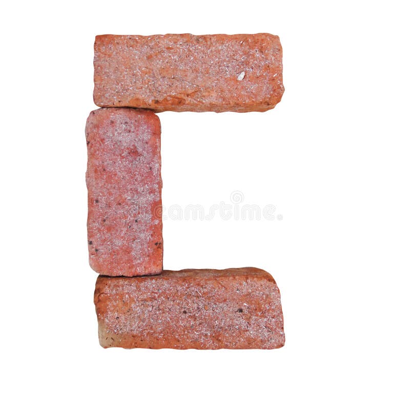 Red Brick Alphabet Font on White Background Isolated with Clipping Path ...
