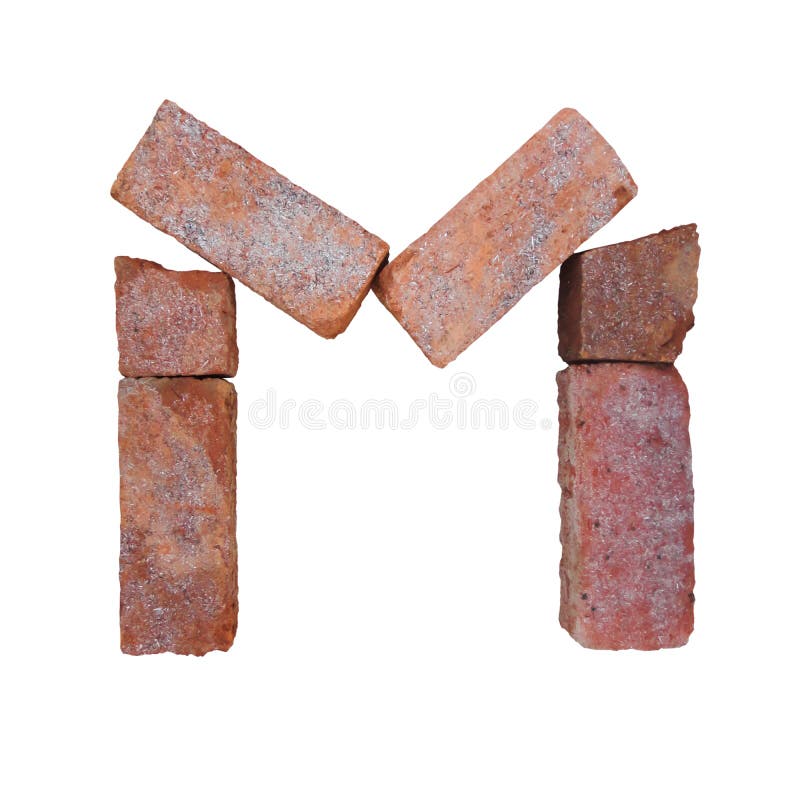 Red Brick Alphabet Font on White Background Isolated with Clipping Path ...