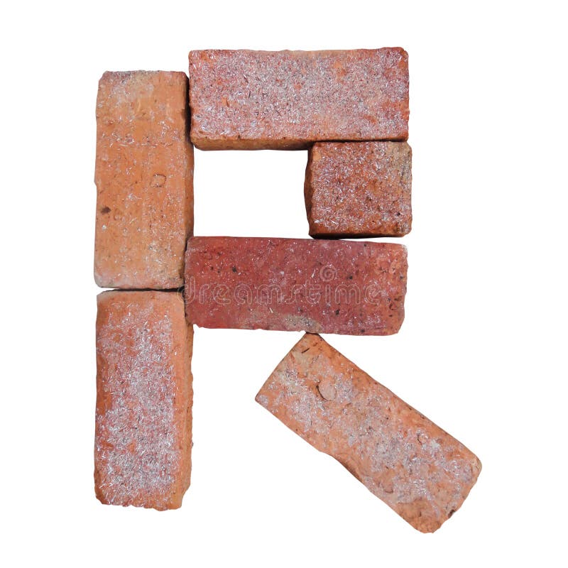 Red Brick Alphabet Number Font on White Background Isolated with ...