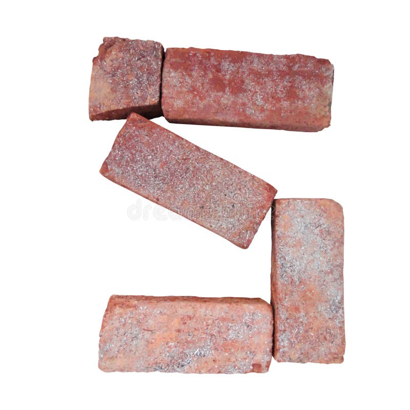 Red Brick Alphabet Number Font on White Background Isolated with ...