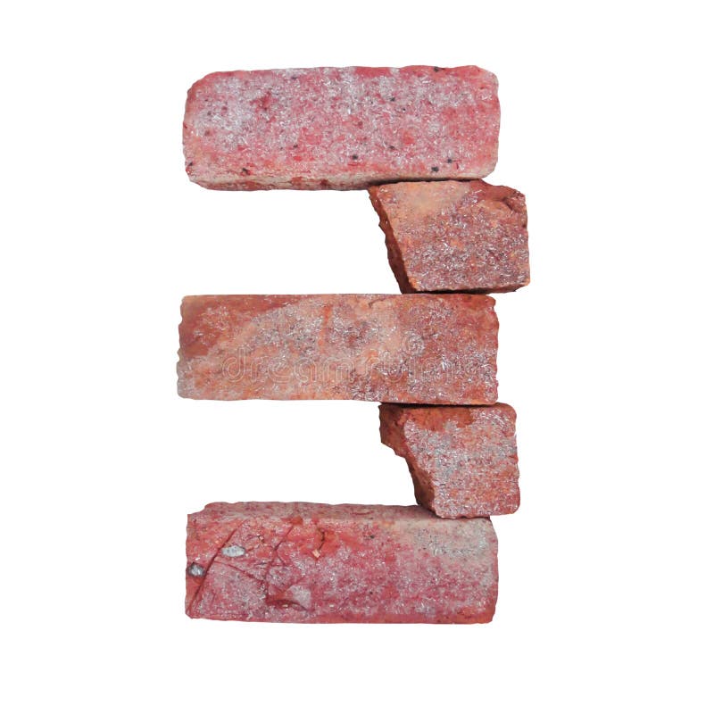 Red Brick Alphabet Number Font On White Background Isolated With ...
