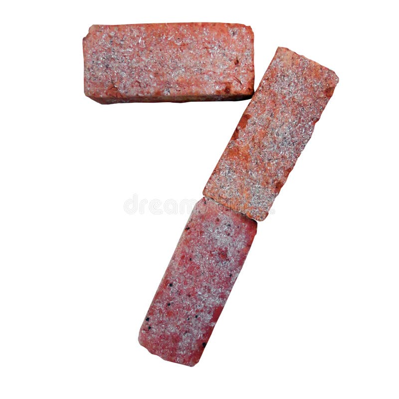 Red Brick Alphabet Number Font on White Background Isolated with ...