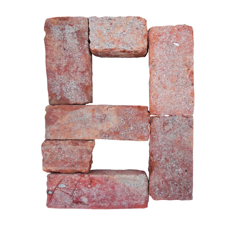 Red Brick Alphabet Number Font on White Background Isolated with ...