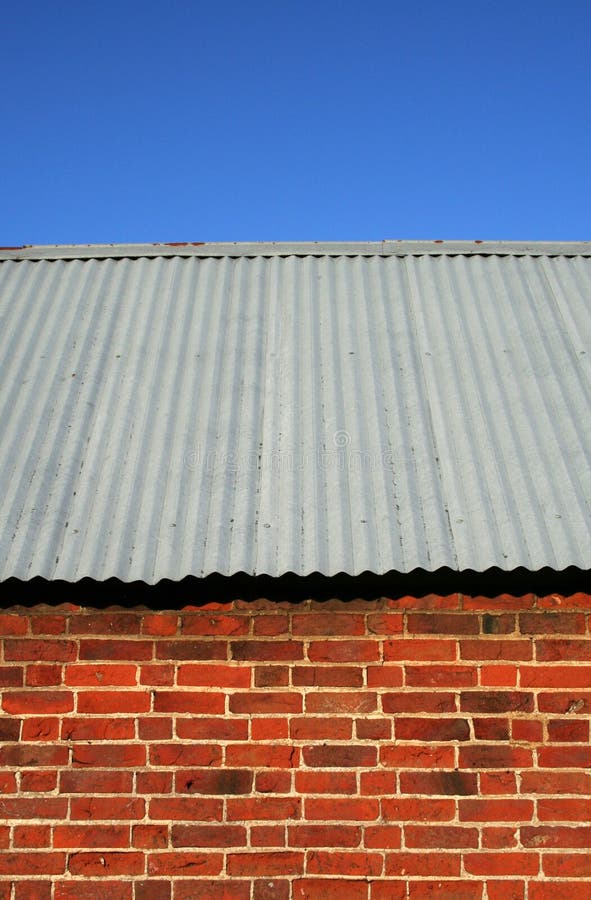 Red Brick Barn with Corrugated Iron Roof Stock Photo - Image of ...