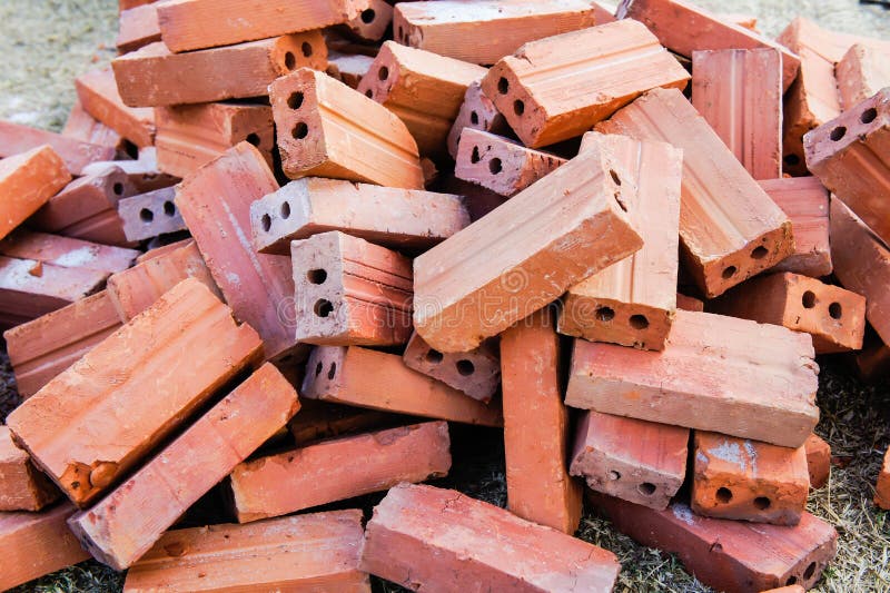 Red Brick Block Construction Equipment, Building Walls Stock Image ...