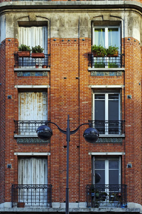 Red Brick Buiding in Paris 13th District Stock Image - Image of outdoor ...
