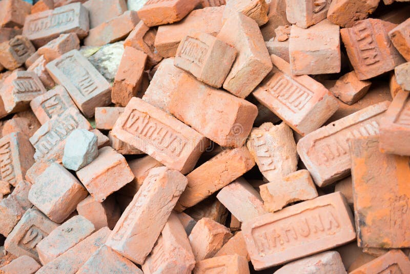 Red Brick for Build in Construction Site Editorial Stock Image - Image ...