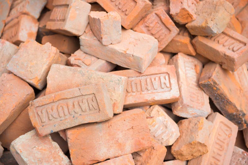 Red Brick for Build in Construction Site Editorial Stock Image - Image ...