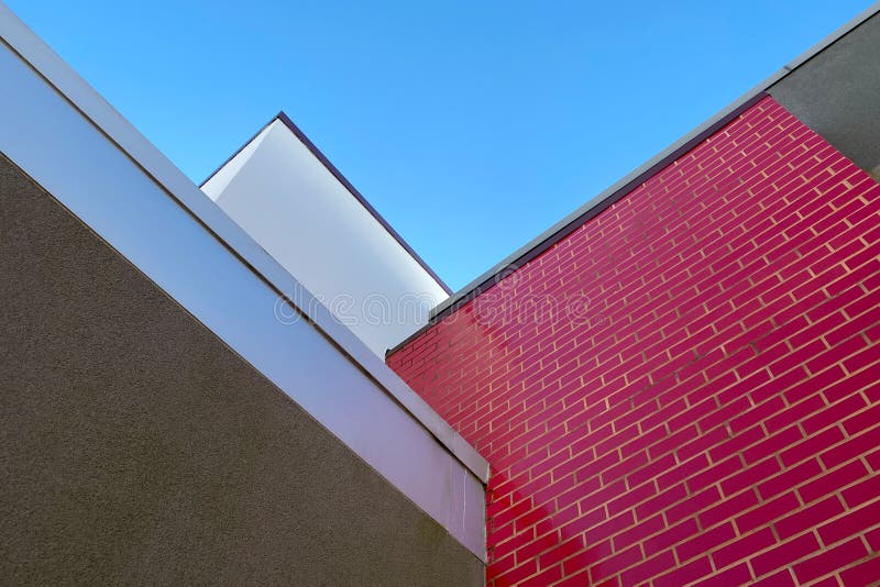 Red Brick Building Angle Roof Line Stock Photo - Image of architect ...