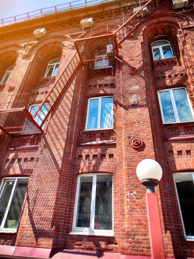 Red Brick Building from the End of the 19th Century Perspective View ...
